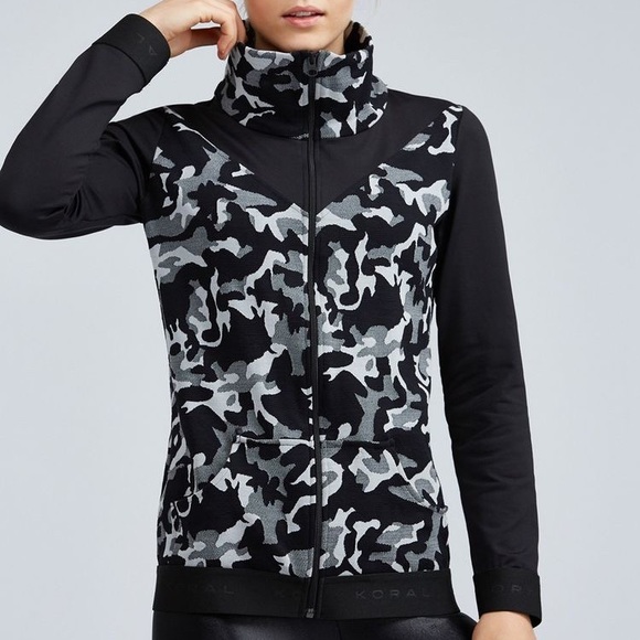 Koral | Jackets & Coats | Koral Black White Grey Camo Jacket Small ...